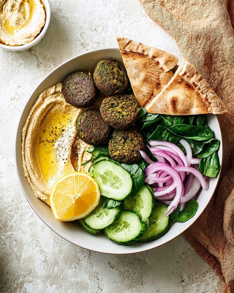 Spinach Falafel & Hummus Bowl – Delicious Healthy Vegetarian Dish